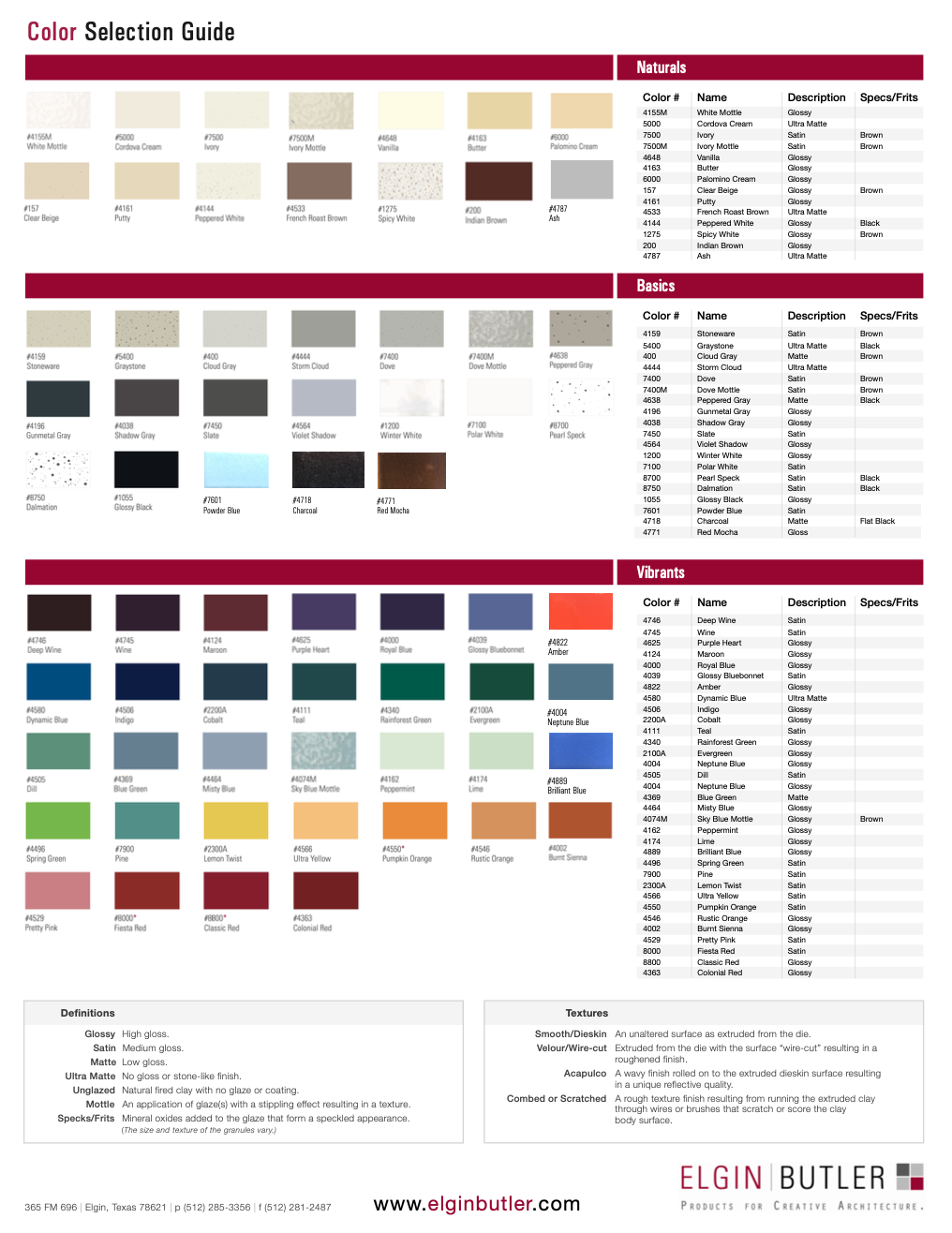 Request Samples | Elgin Butler Company